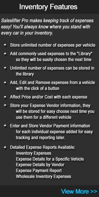 Saleslifter Pro Inventory Control Features